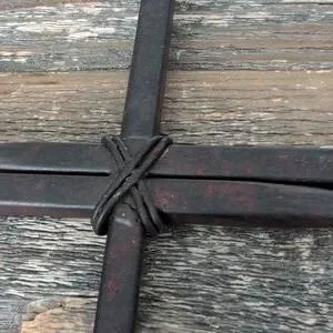 Wall Decor | Three Driven Nails Rustic Iron Wall Hanging Cross Railroad ...